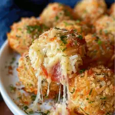 Rice Balls with Cheese & Pepperoni - Recipes Smile