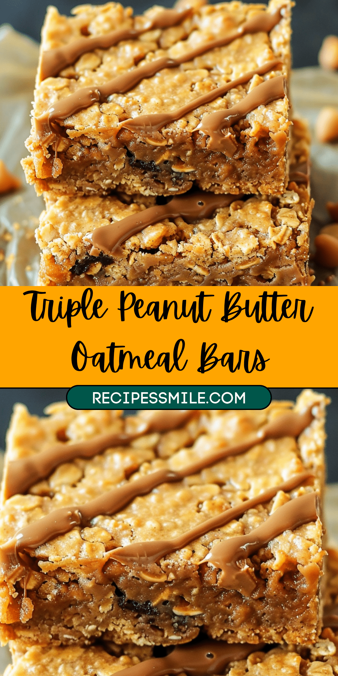 Triple Peanut Butter Oatmeal Bars - Recipes Smile
