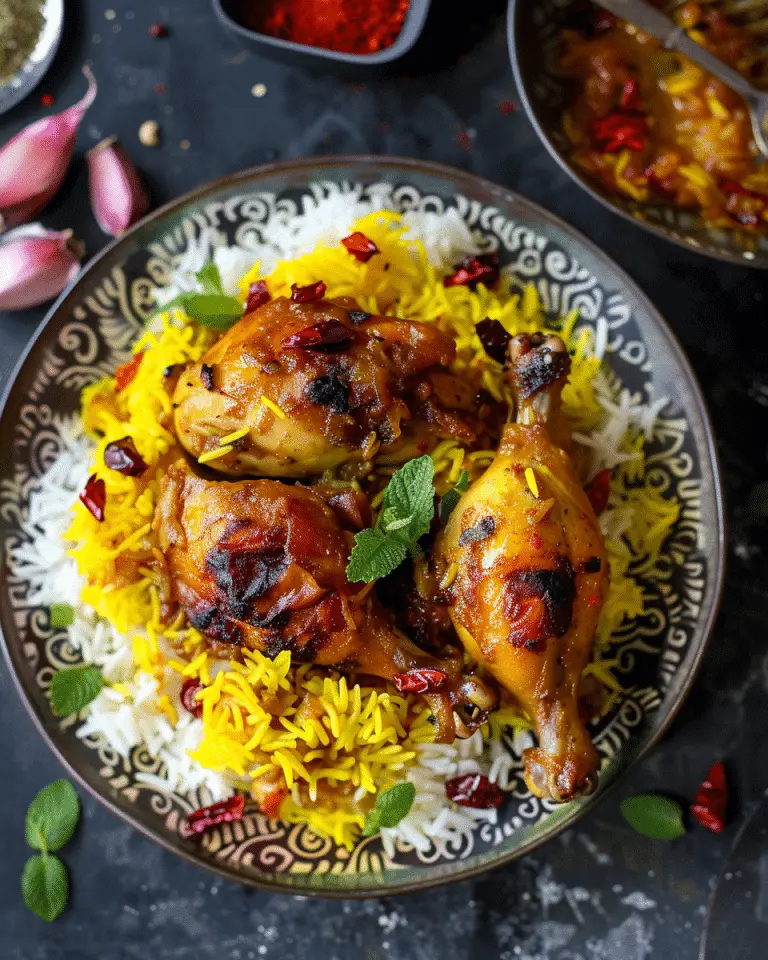 Persian Saffron Chicken with Zereshk Polo (Saffron Barberry Rice ...