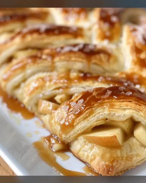 Apple Caramel Puff Pastry Braid with Cream Cheese Filling - Recipes Smile
