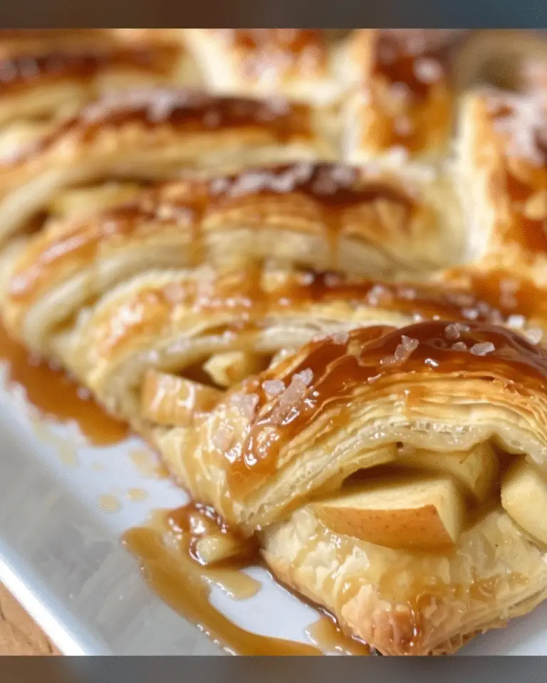 Apple Caramel Puff Pastry Braid with Cream Cheese Filling - Recipes Smile