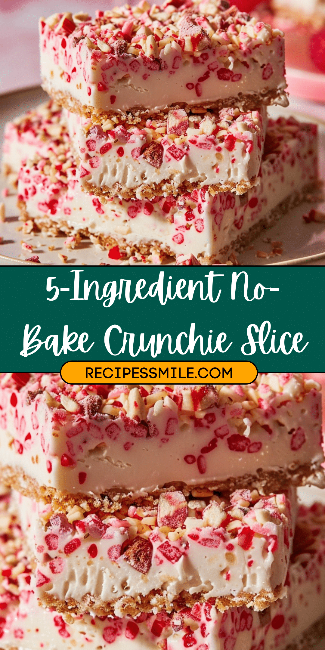 5-Ingredient No-Bake Crunchie Slice - Recipes Smile
