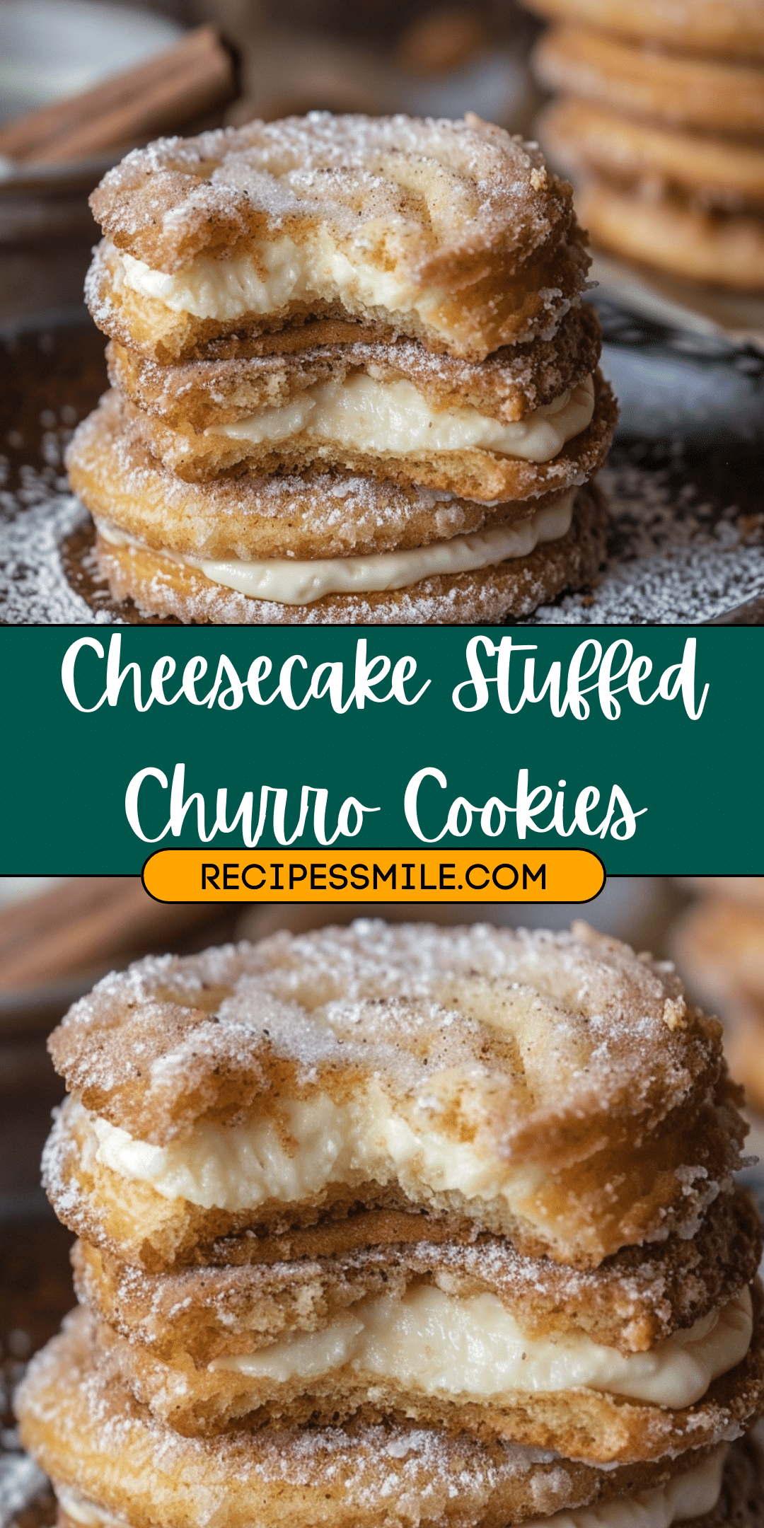 Cheesecake Stuffed Churro Cookies - Recipes Smile