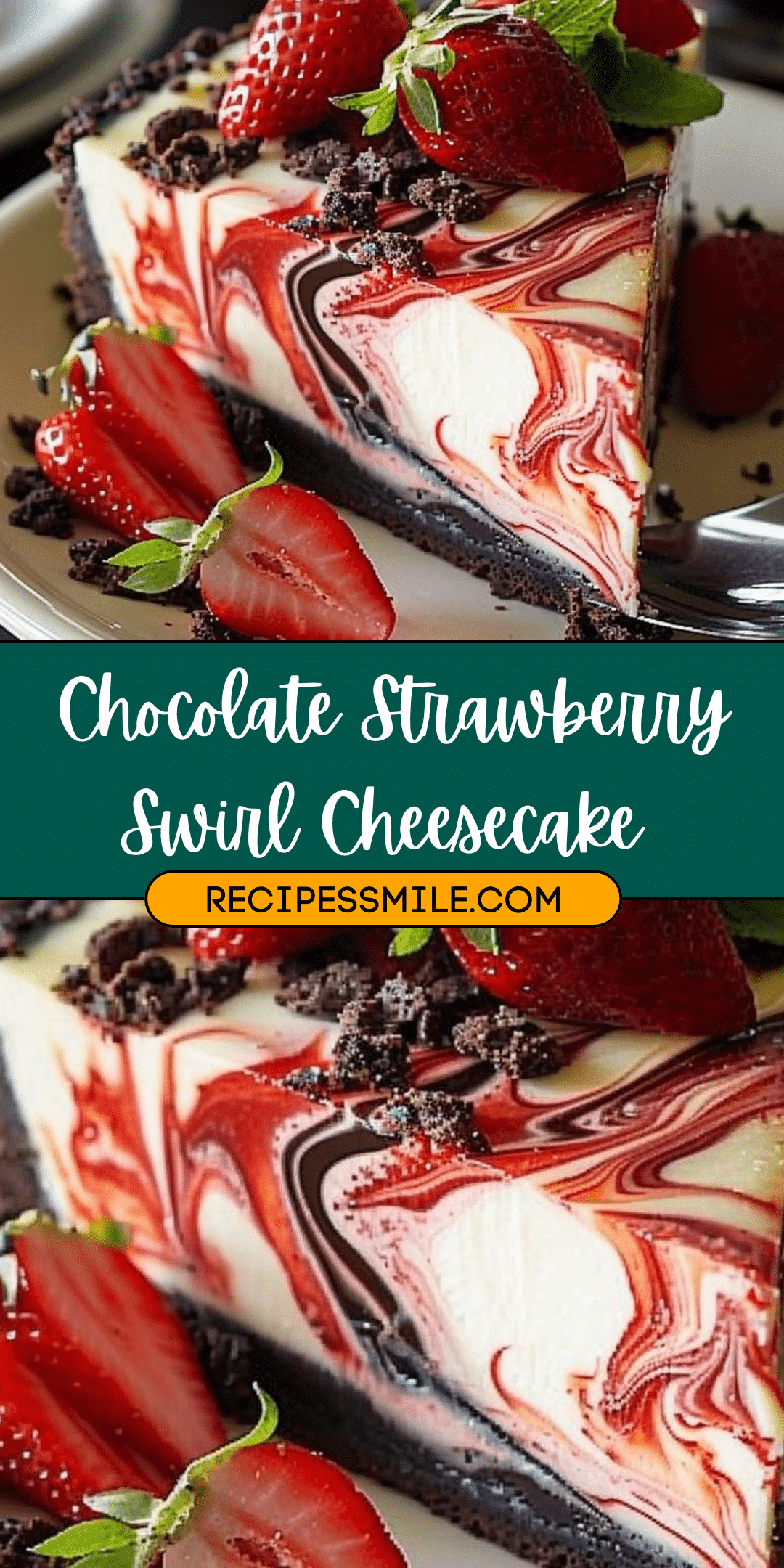 Chocolate Strawberry Swirl Cheesecake - Recipes Smile