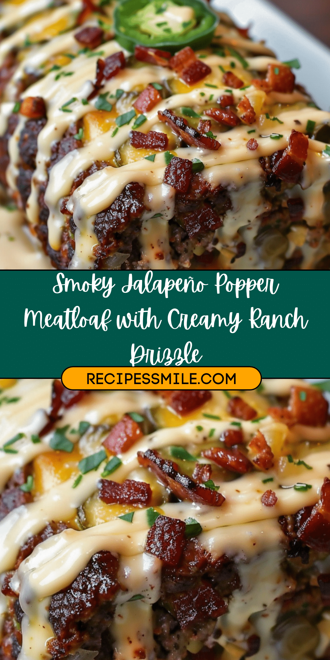 Smoky Jalapeño Popper Meatloaf with Creamy Ranch Drizzle - Recipes Smile