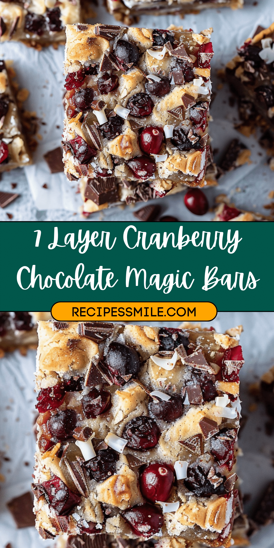 7 Layer Cranberry Chocolate Magic Bars - Recipes Smile