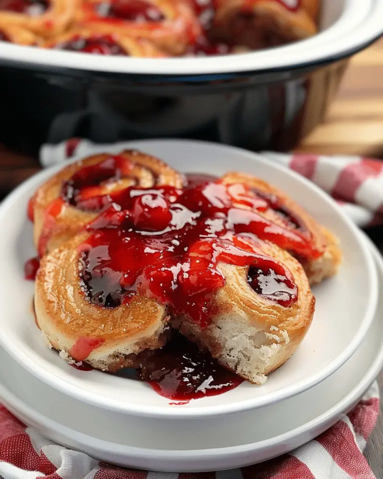 Crock Pot Cinnamon Rolls with Cherry Pie Filling - Recipes Smile