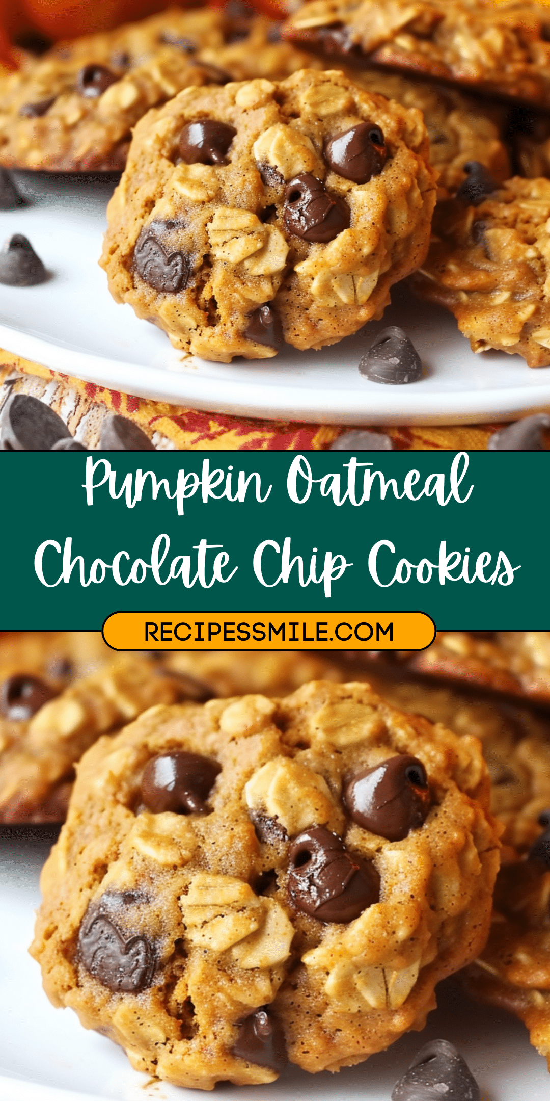 Pumpkin Oatmeal Chocolate Chip Cookies - Recipes Smile
