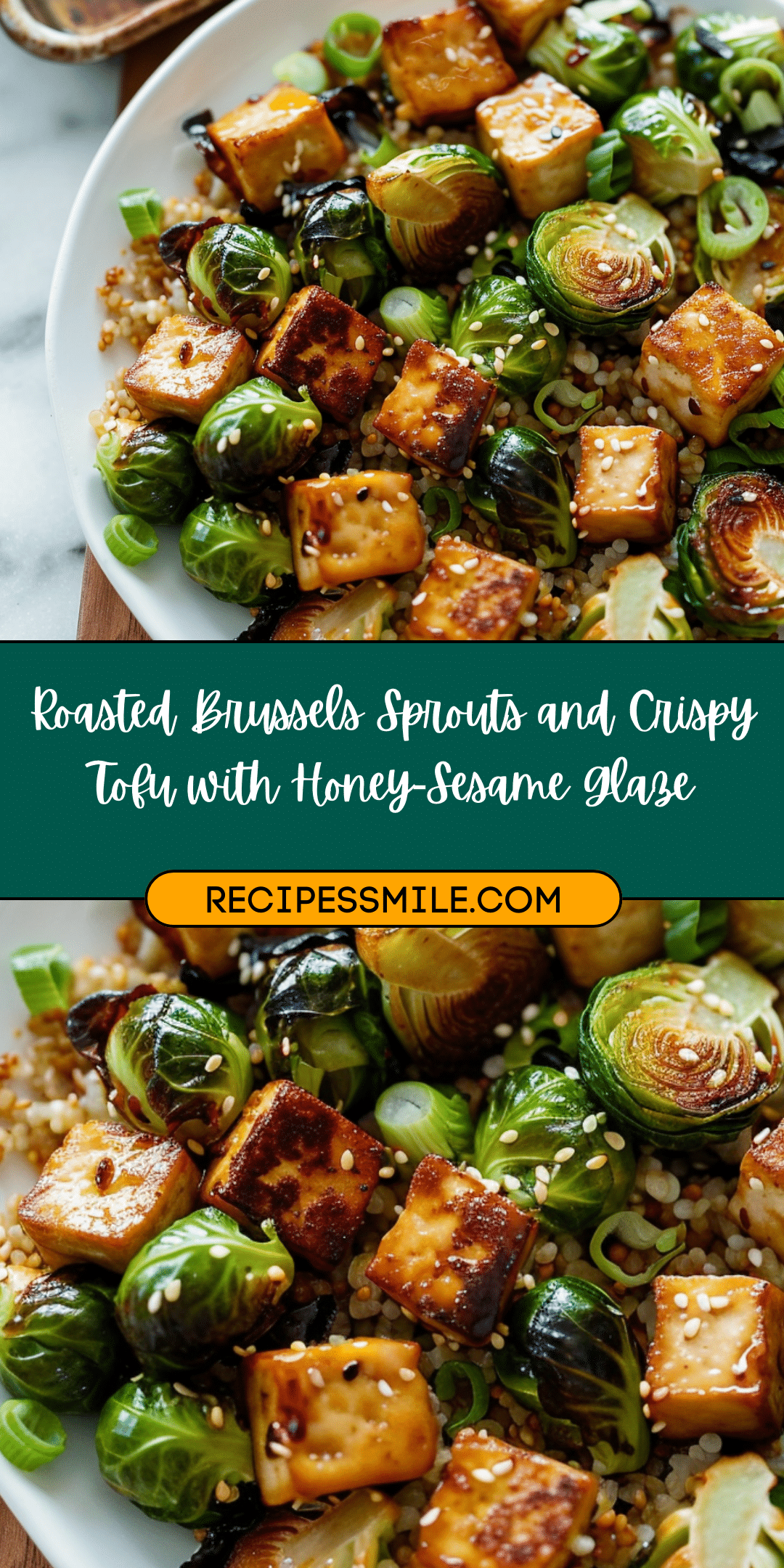 Roasted Brussels Sprouts and Crispy Tofu with Honey-Sesame Glaze ...