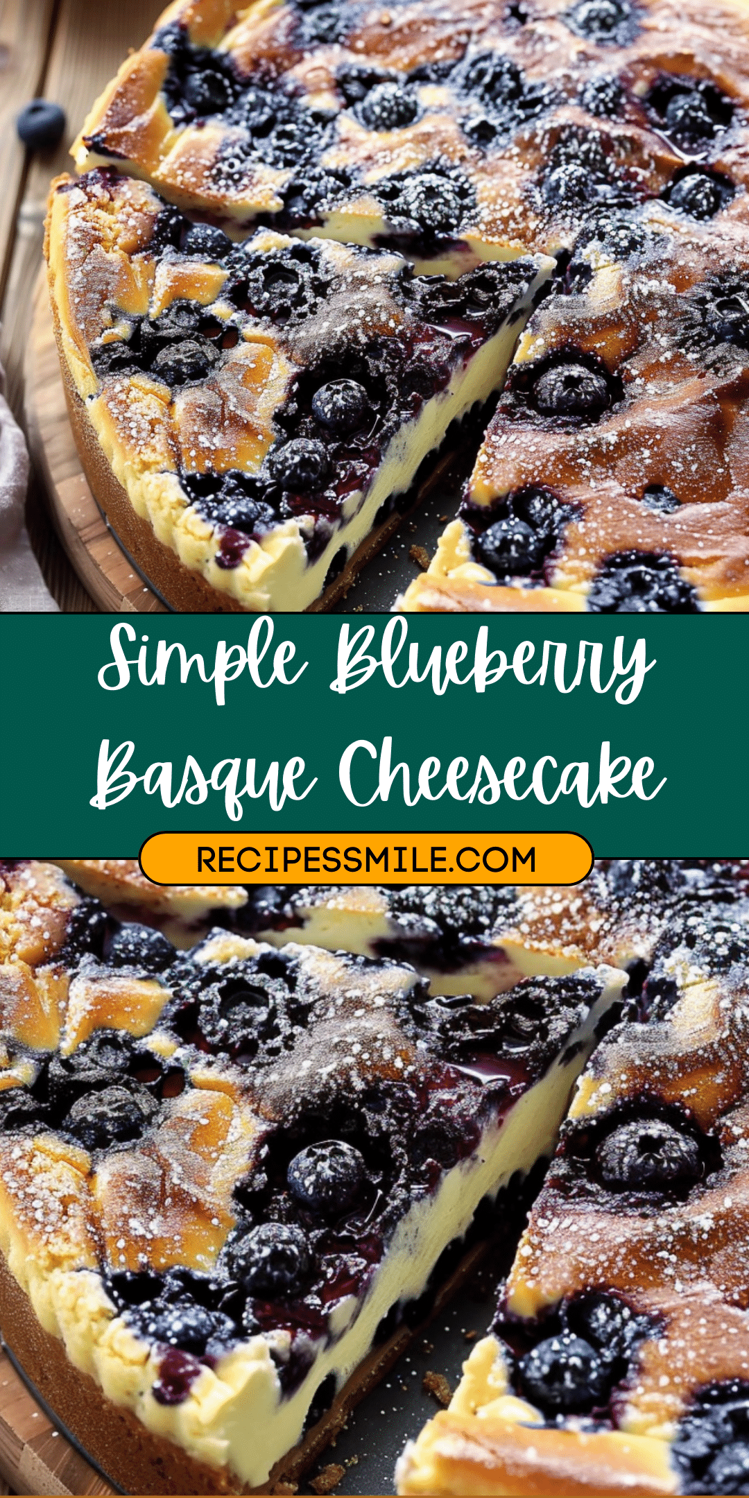 Simple Blueberry Basque Cheesecake - Recipes Smile