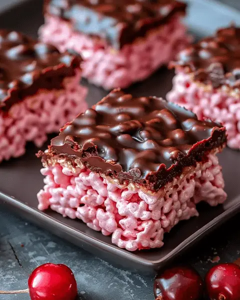Chocolate Covered Cherry Rice Krispies Treats - Recipes Smile