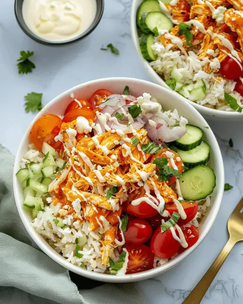 Quick Buffalo Chicken Rice Bowl - Recipes Smile