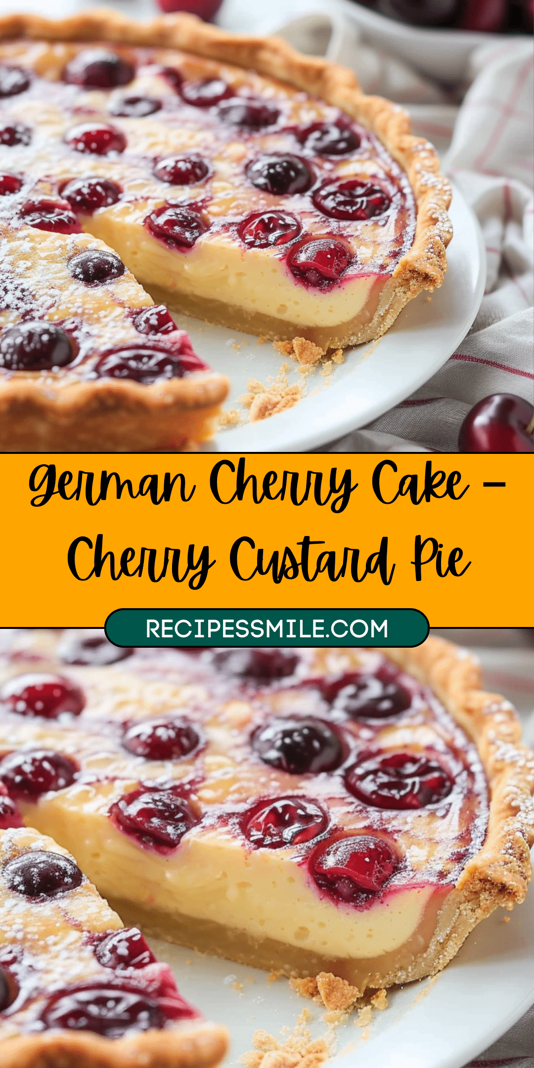 German Cherry Cake – Cherry Custard Pie - Recipes Smile