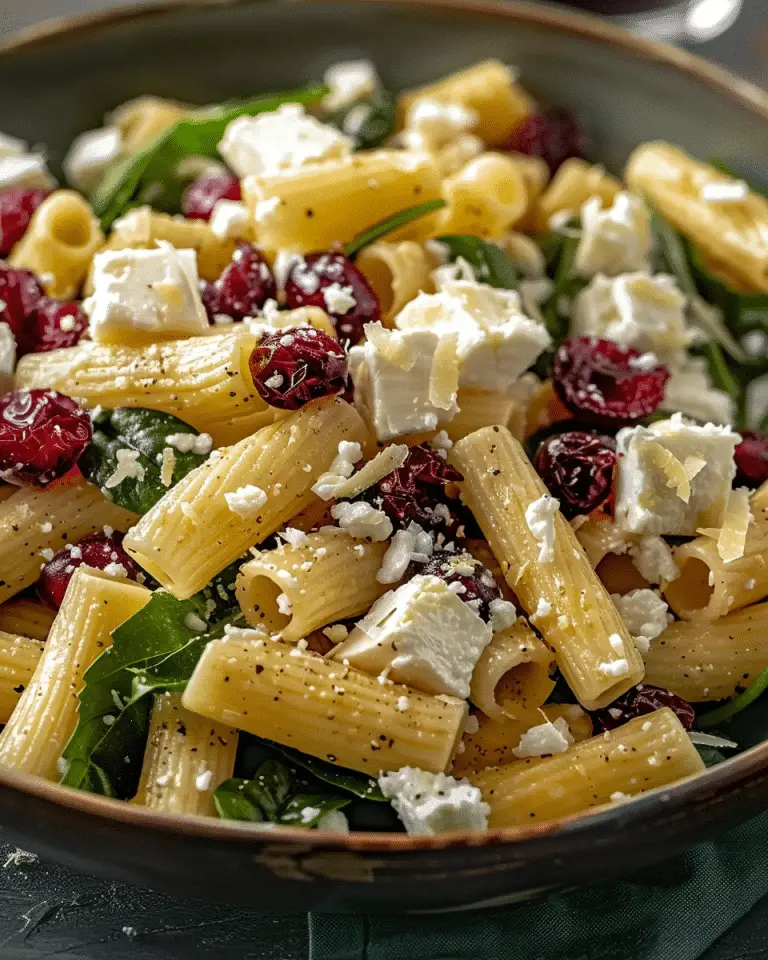 Feta & Cranberry Rigatoni Salad with Lemon Vinaigrette - Recipes Smile