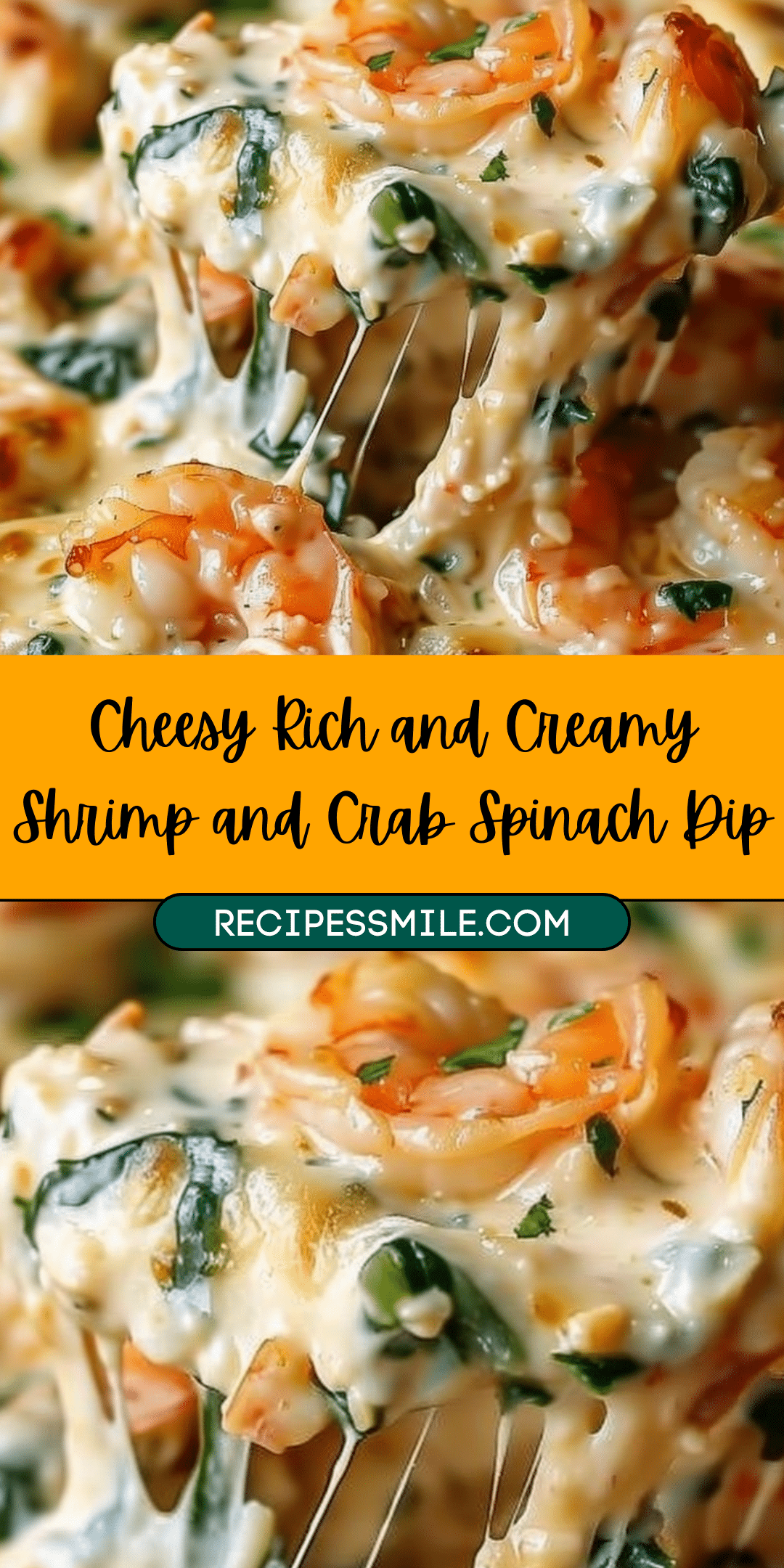 Cheesy Rich and Creamy Shrimp and Crab Spinach Dip - Recipes Smile