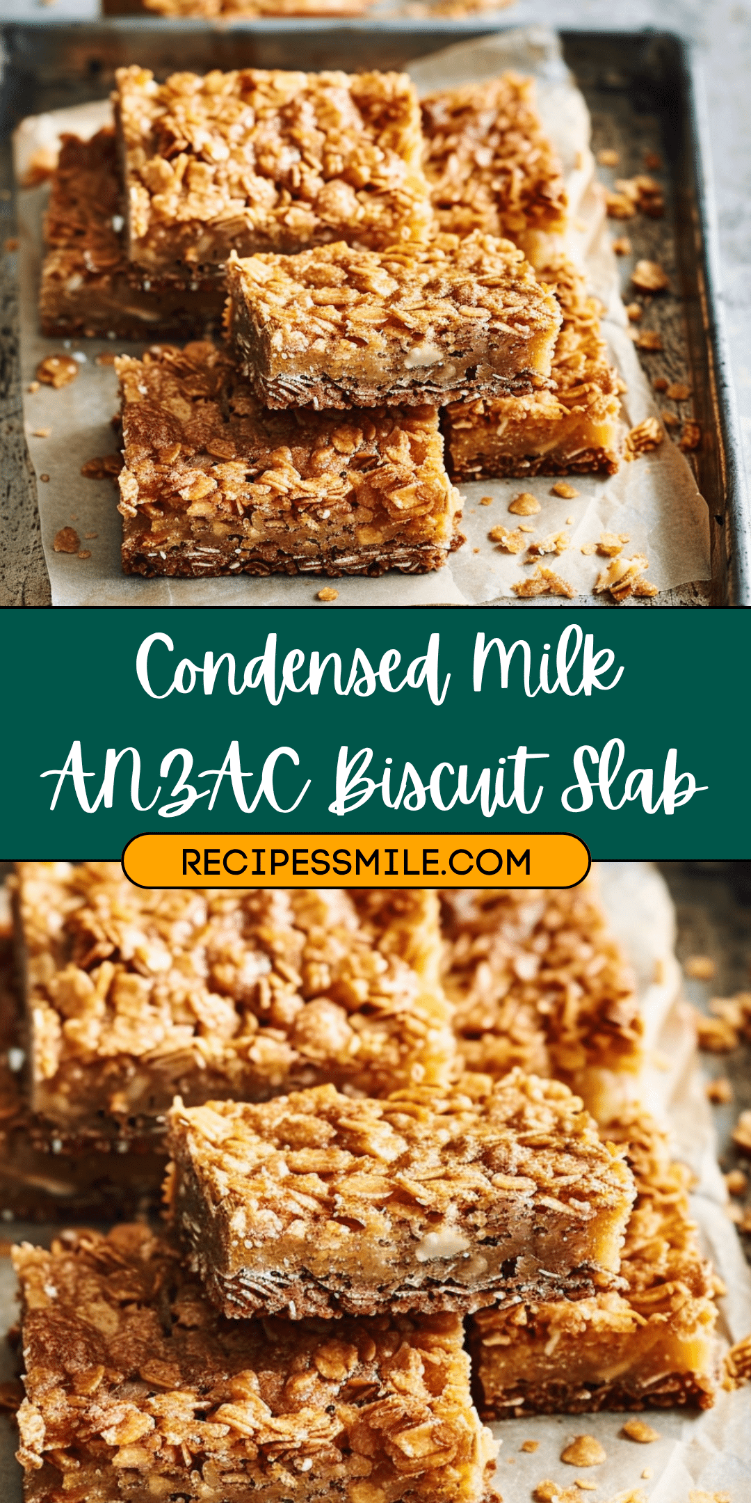 Condensed Milk ANZAC Biscuit Slab - Recipes Smile