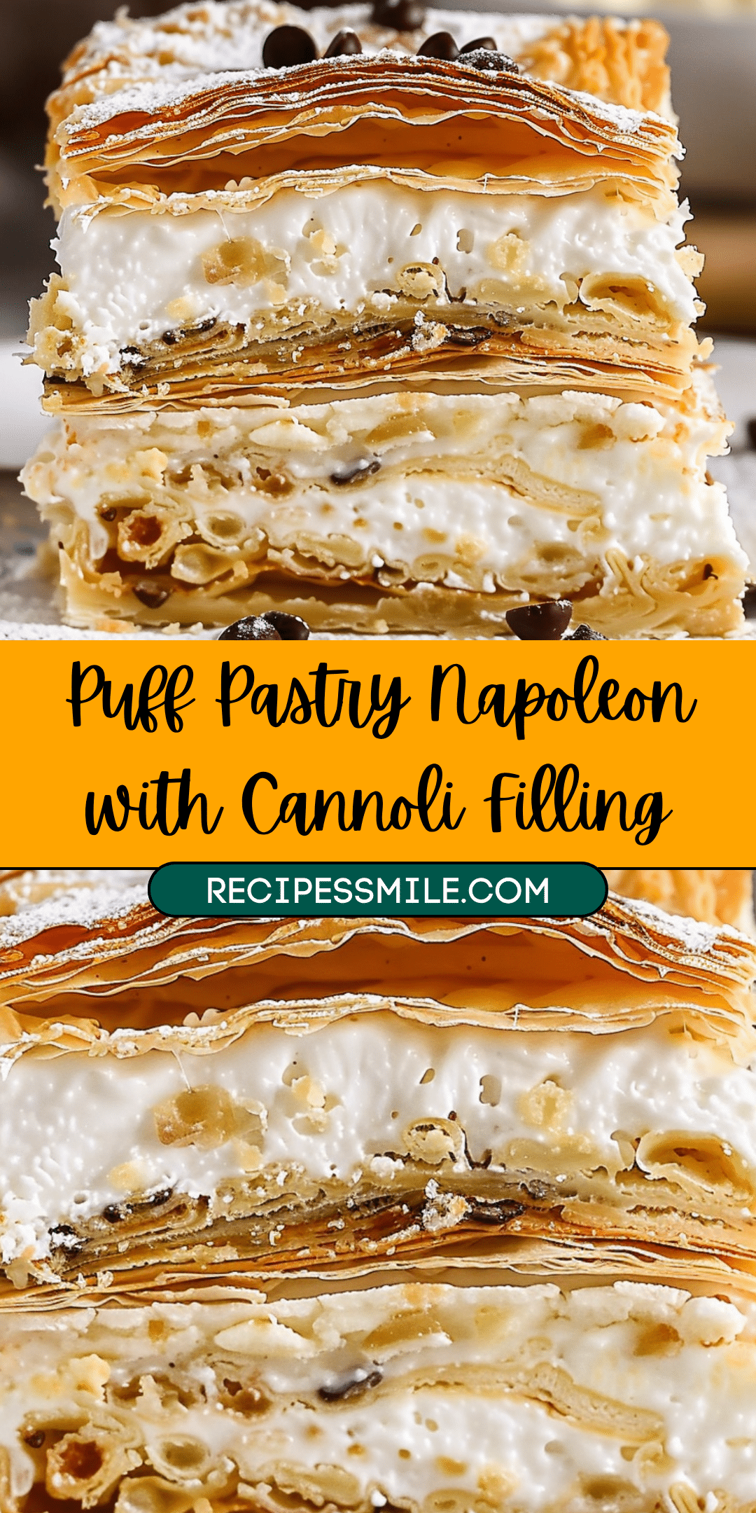 Puff Pastry Napoleon with Cannoli Filling - Recipes Smile