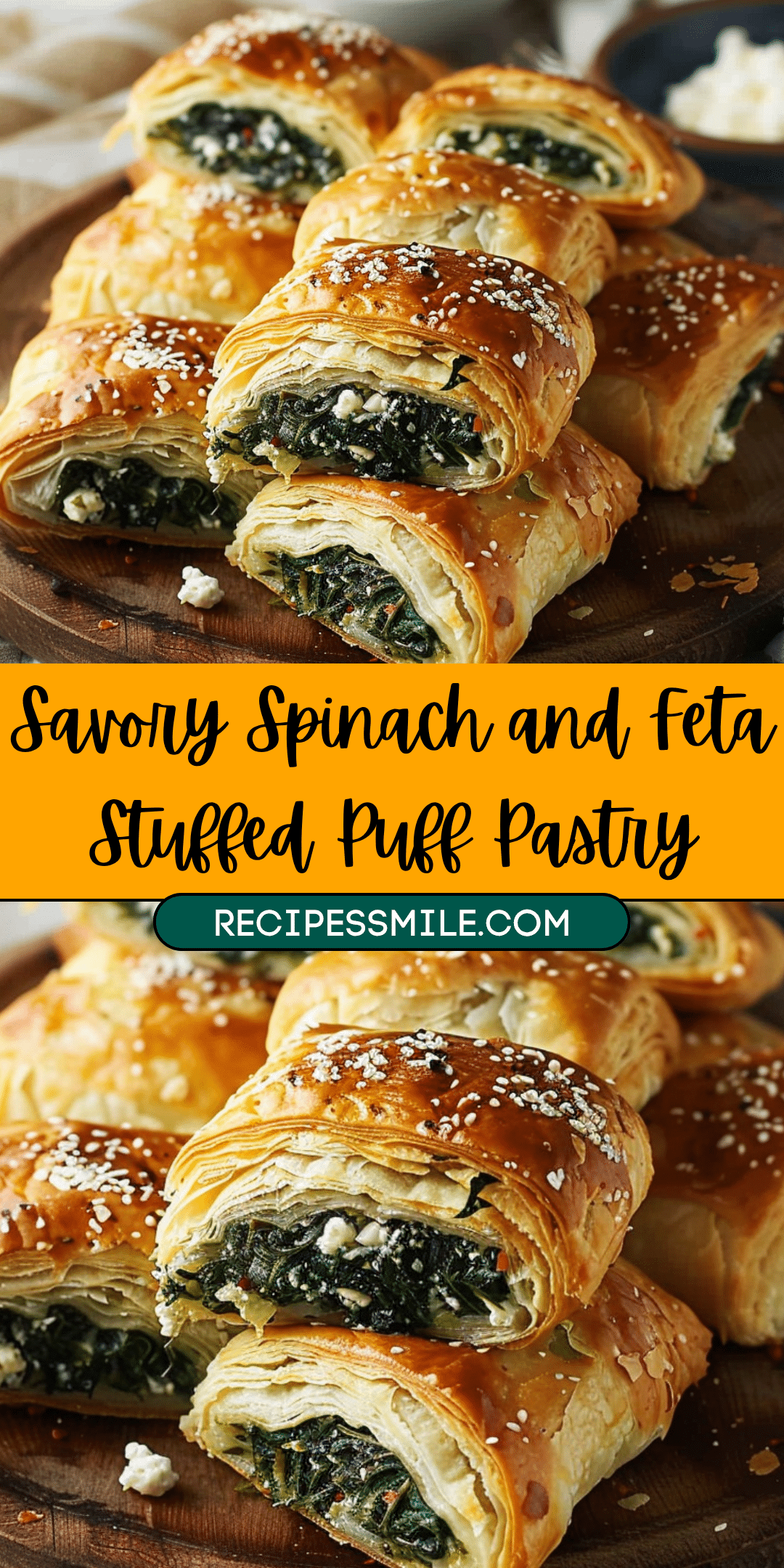 Savory Spinach and Feta Stuffed Puff Pastry - Recipes Smile