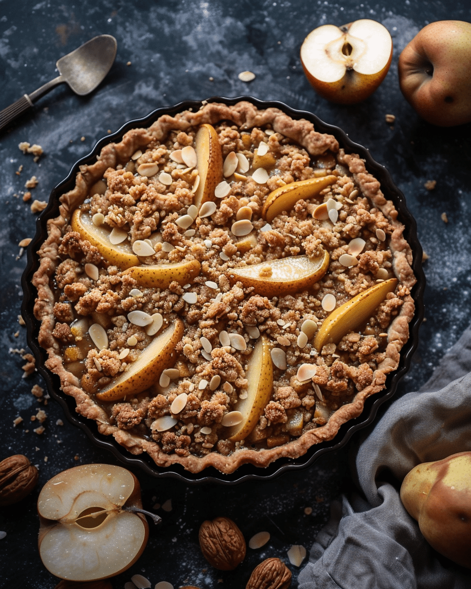 Chai‑Spiced Pear & Almond Crumble Tart - Recipes Smile